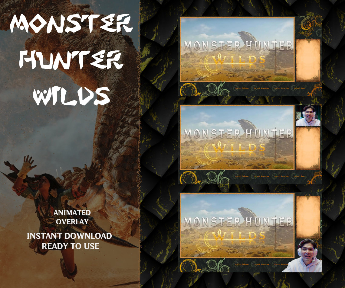 Animated Monser Hunter Wilds Inspired Twitch Overlay / Stream Pack ...