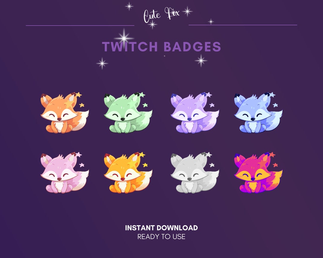 Cute Fox Sub Badges for Twitch Twitch Sub & Bit Badges Fox - Etsy