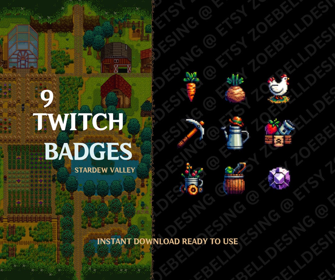 9 X Twitch Sub Badges | Stardew Valley Inspired | Badges Twitch | Cheer ...