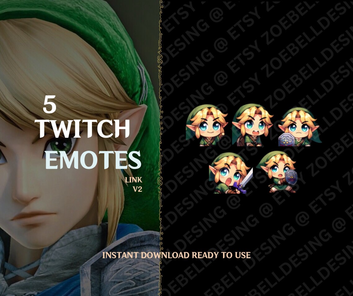 Chibi Link Emote Pack 5 Zelda Inspired Twitch and Discord Emotes, High ...
