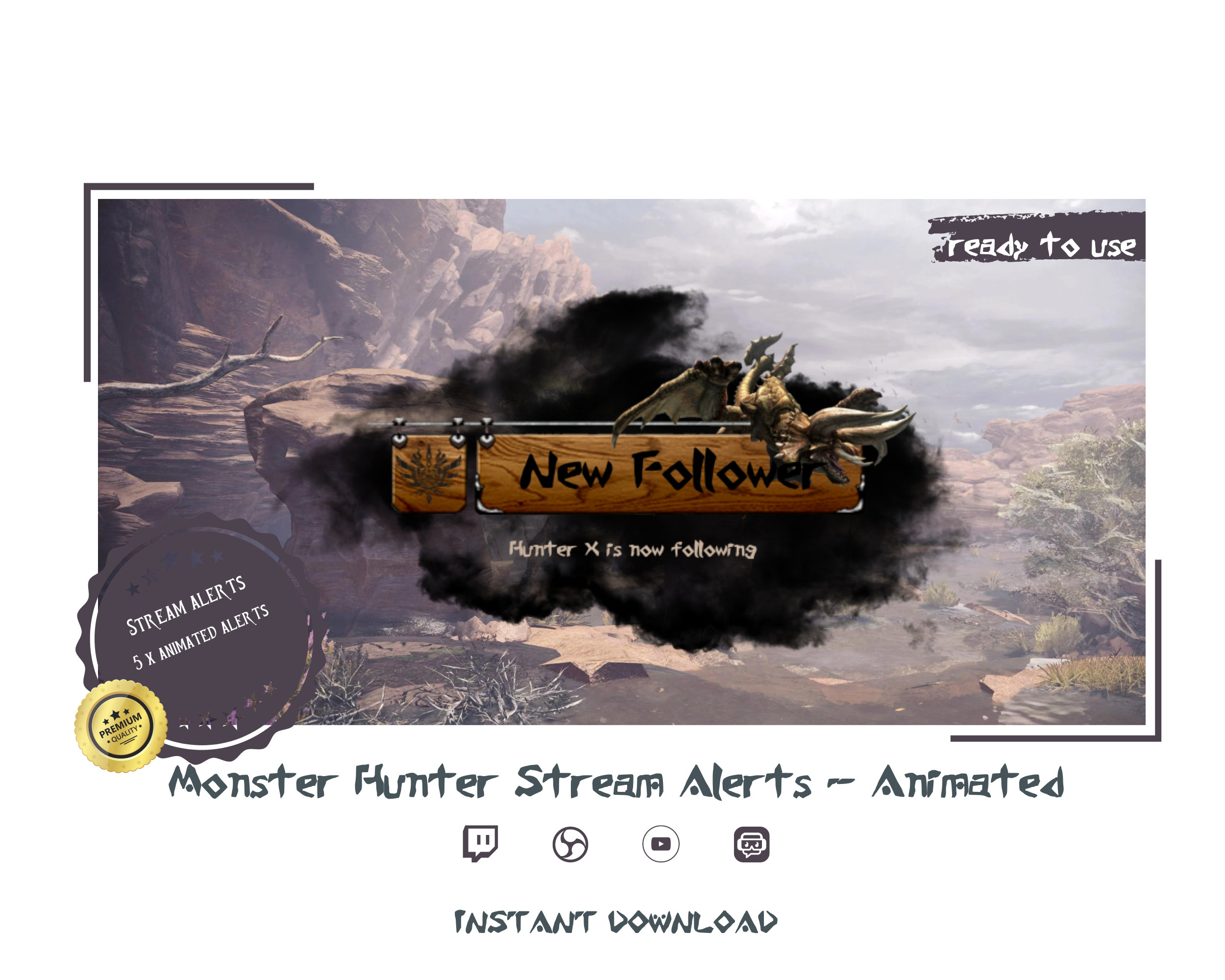 Twitch Alerts Animated Monster Hunter Rise / Sunbreak Blue - Etsy
