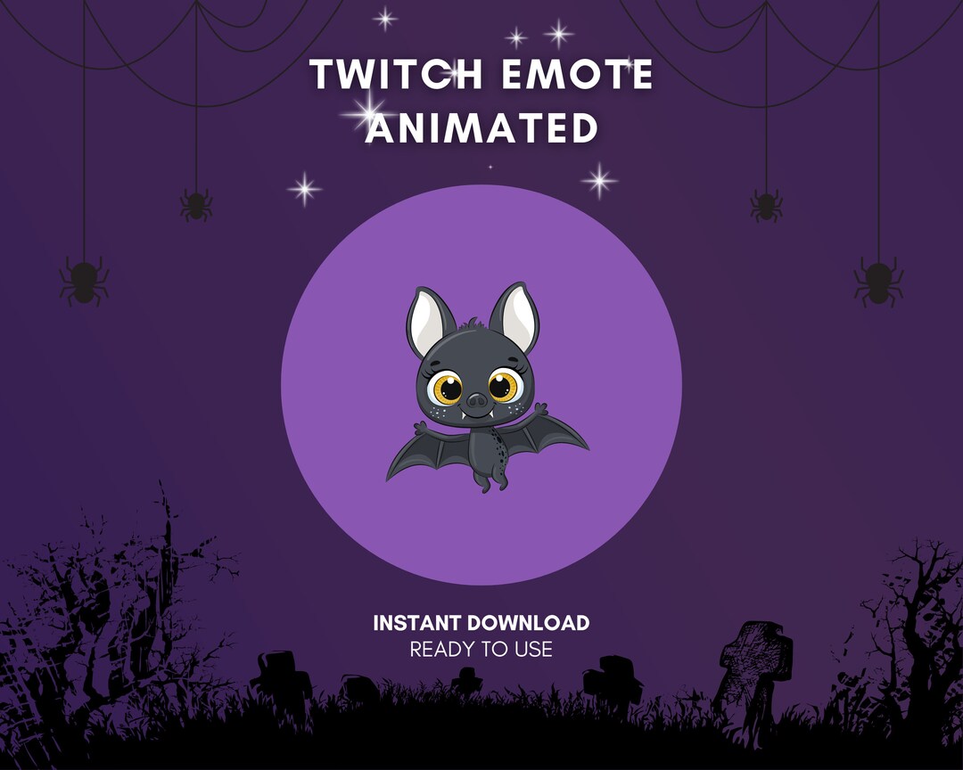 Animated Emote Cute Black Bat Blinking Twitch & Discord Kawaii Cute Bat ...