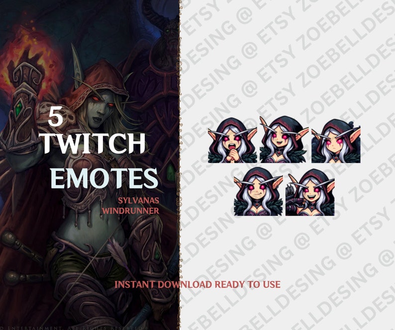 Sylvanas Windrunner Emote Pack 5 World of Warcraft Inspired Twitch and ...