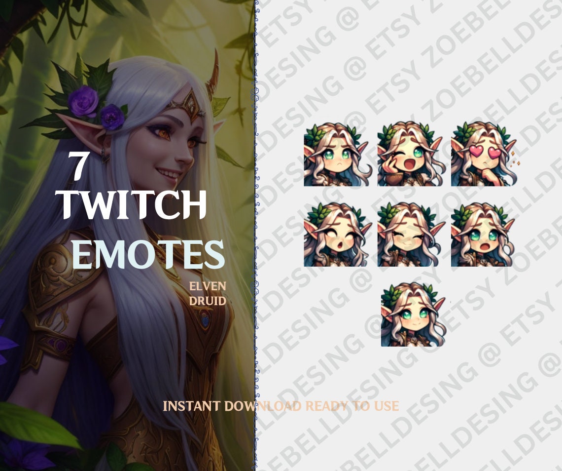 Nightelf Druid Elven Priest Emote Pack – 5 Gaming Inspired Twitch and ...