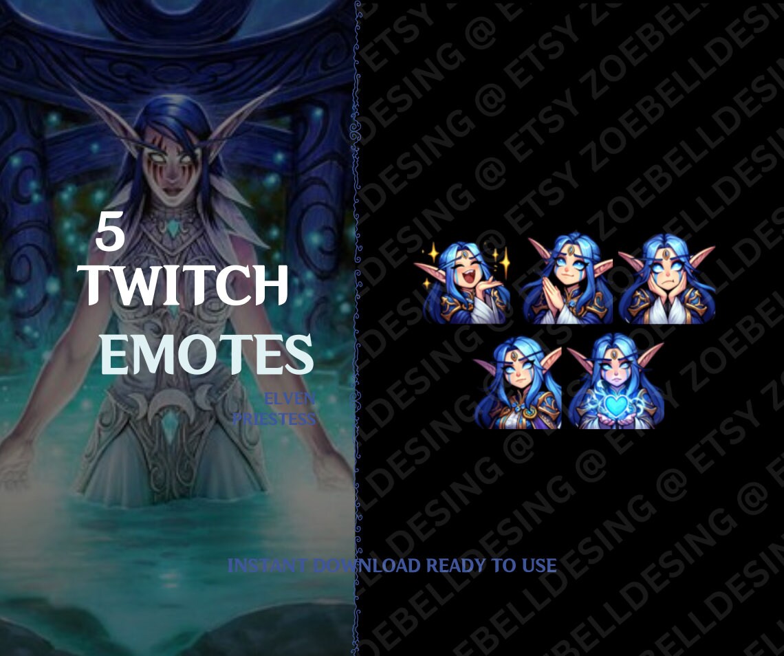 Nightelf Priest Sin'dorei Priest Emote Pack 5 Gaming Inspired Twitch ...
