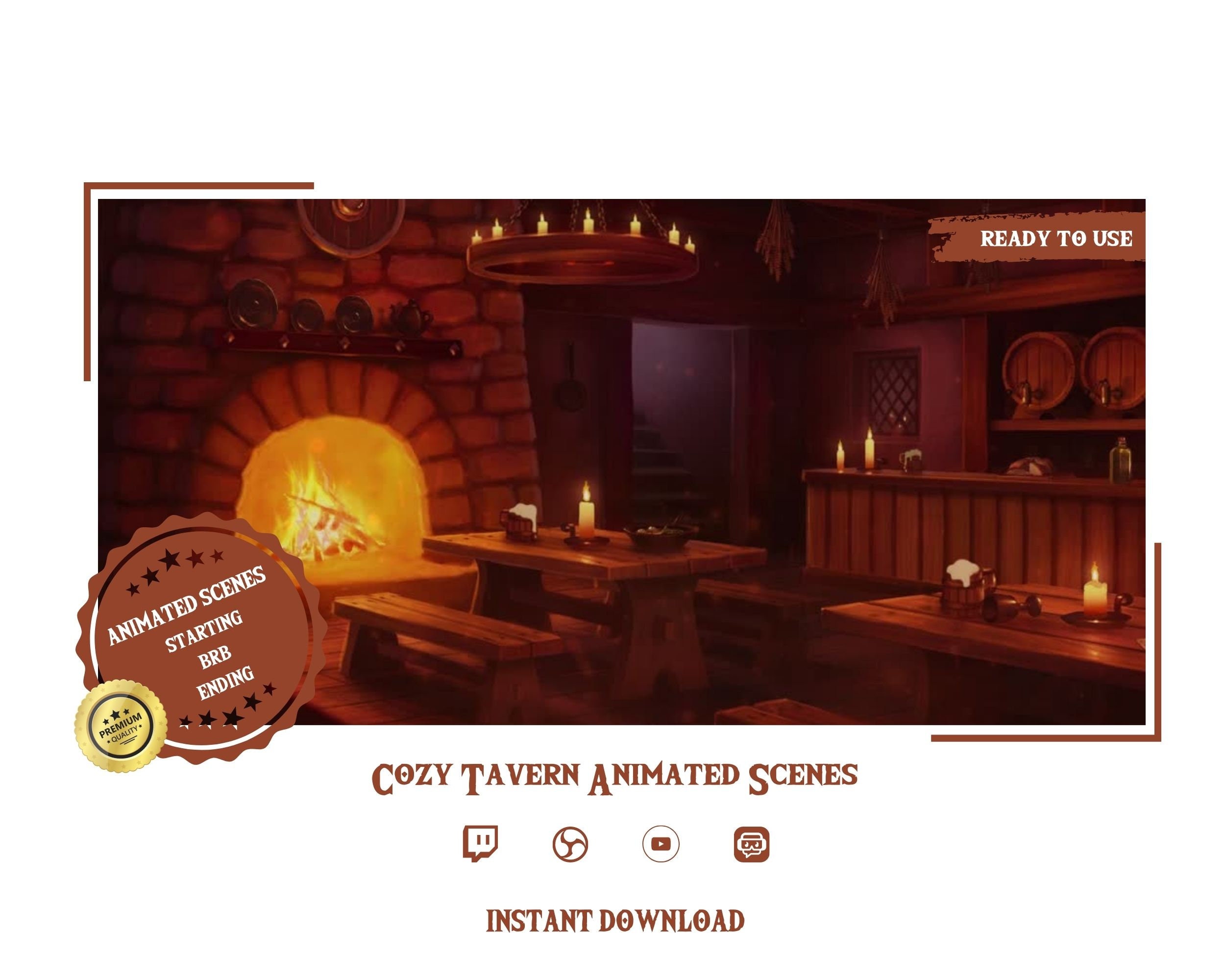 Twitch Overlay Tavern -animated Scenes - Stream is Starting, Be Right ...