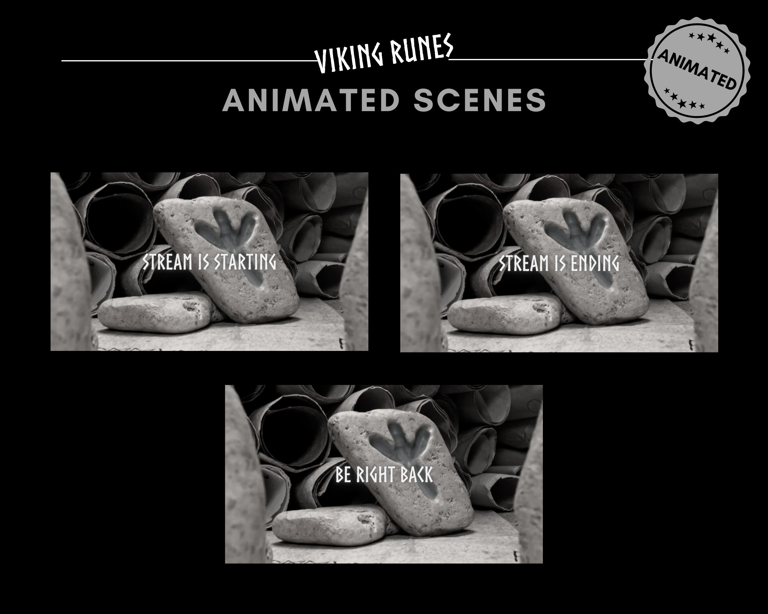 Animated Scenes for Stream Viking Style Viking Runes Starting Soon Be ...