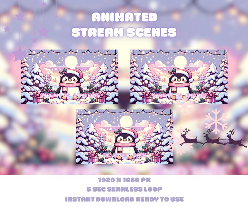 Twitch Overlay Animated Scenes Pixel Art Seamless Loop Penguin Starting ...
