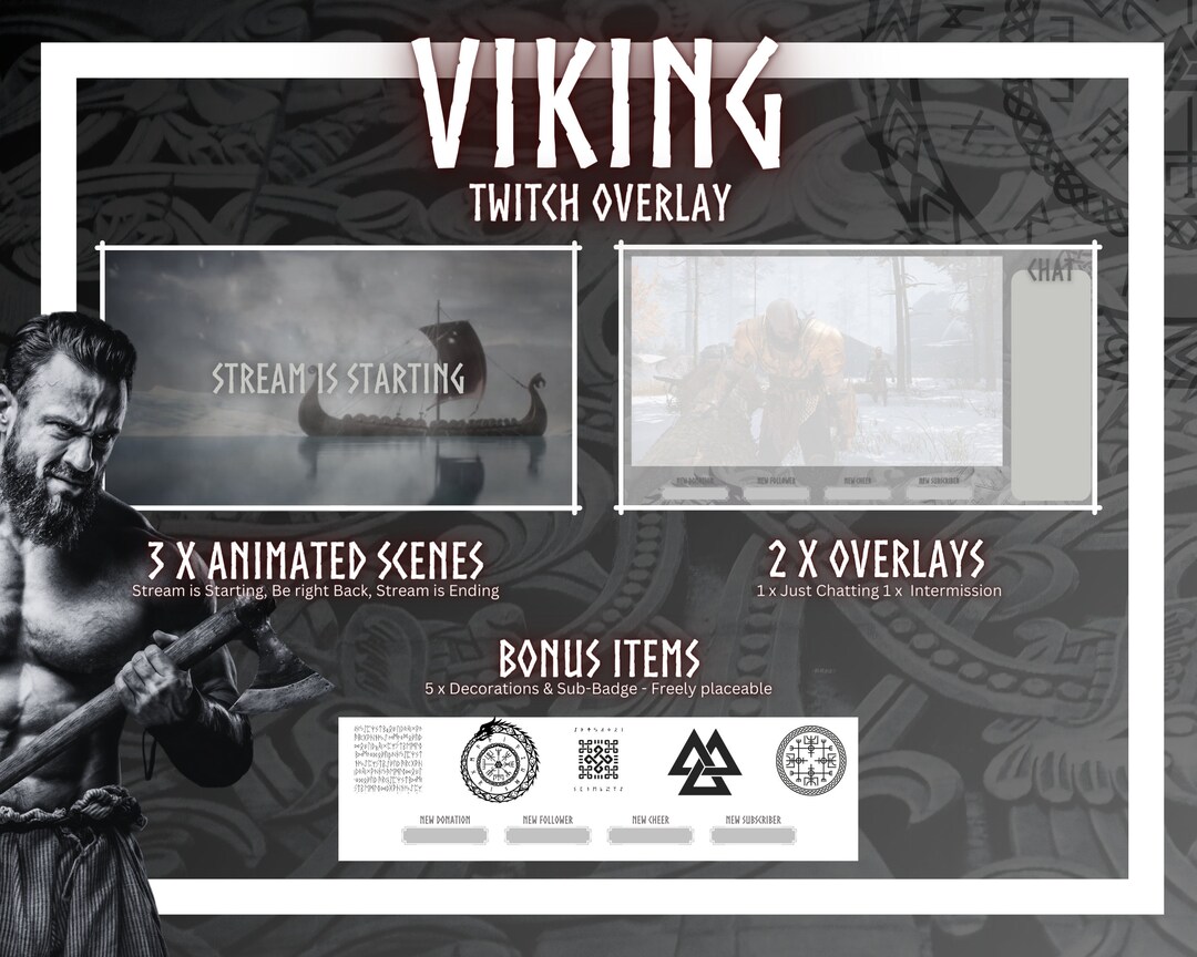 Viking Overlay Complete Stream Package for Twitch Youtube & - Etsy