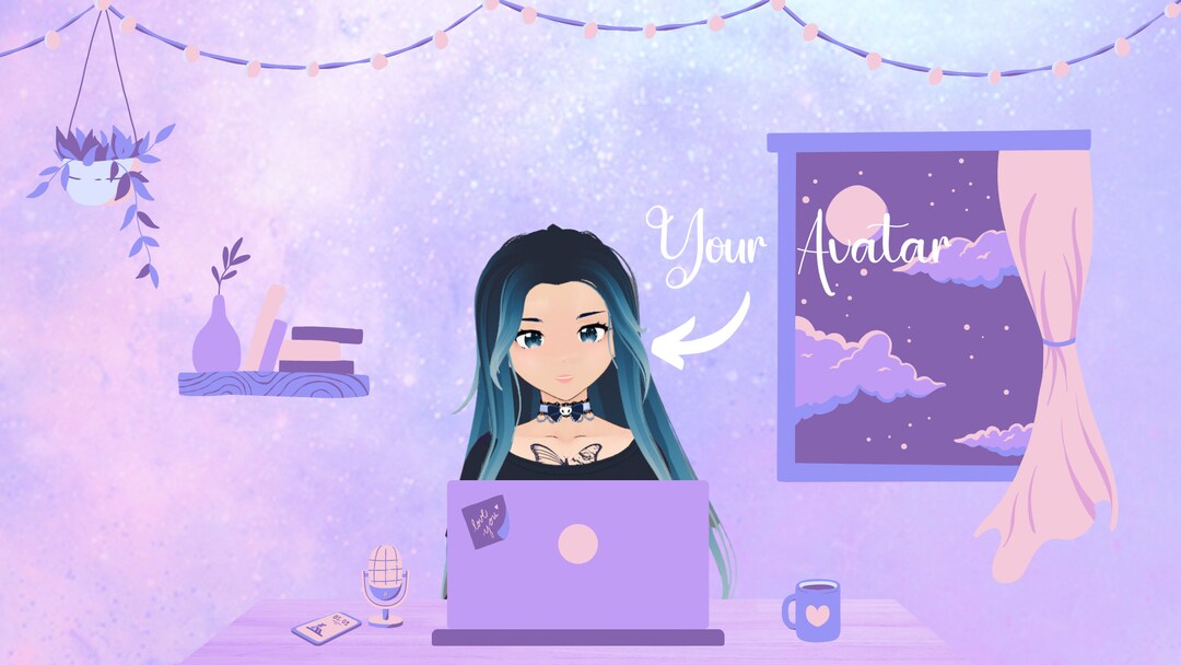 V-tuber Background With Desk and Accessories | Full Lofi Gaming Room ...