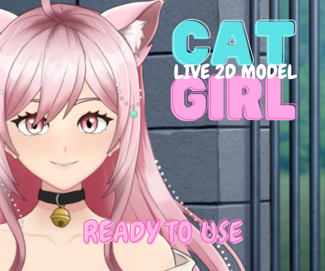 Premade Live 2D Model - Ready to Use Catgirl With Pink Hair - Bust up ...