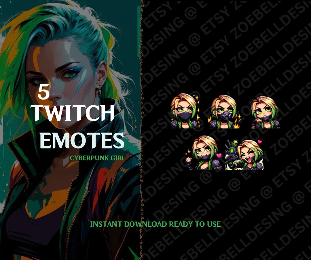 Cyberpunk Girl Emote Pack – 5 Futuristic Twitch and Discord Emotes ...