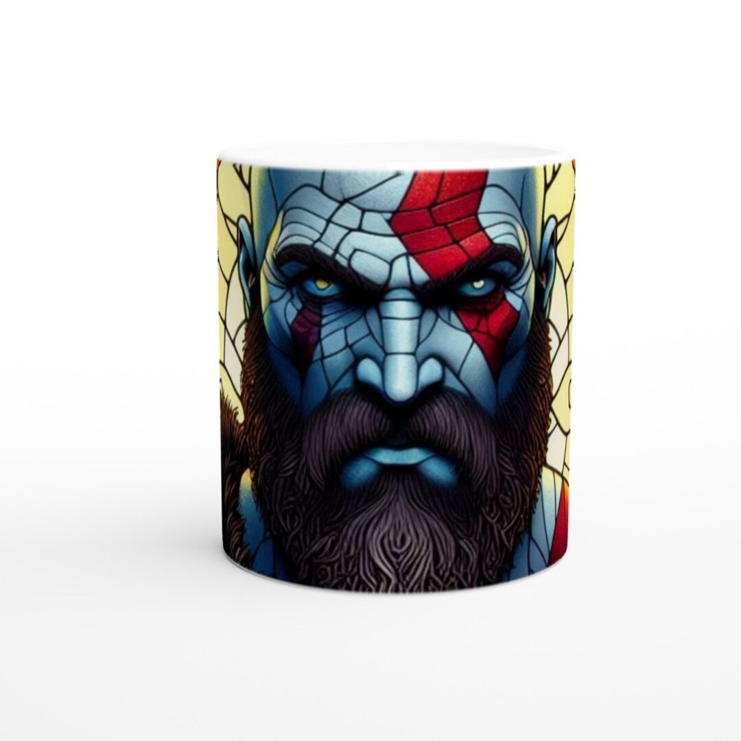 Kratos God of War Stained Glass Art Mug 11oz Tribute to Spartan Fury ...