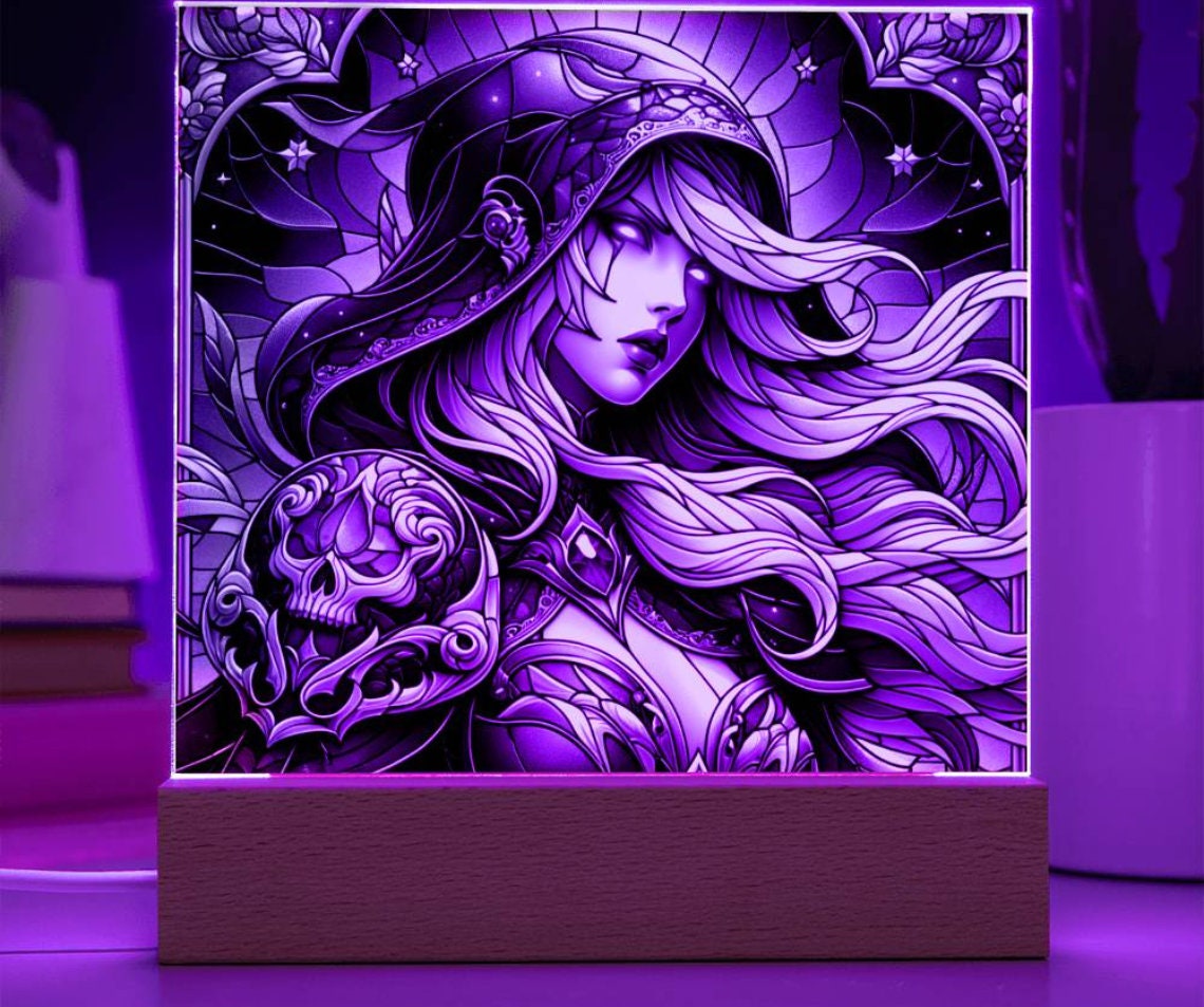 Sylvanas Windrunner LED Lamp in Stained-glass Look: Wow RGB Magic for ...
