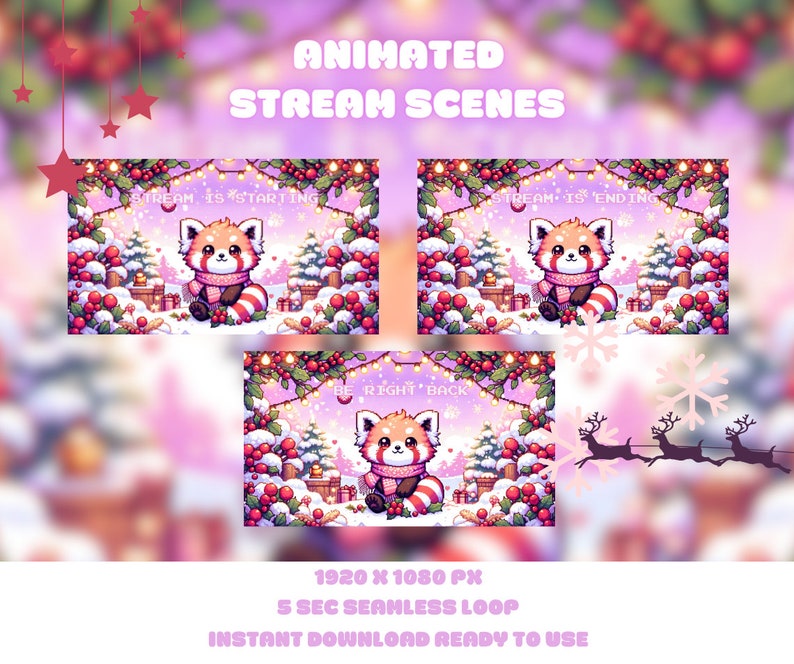 Twitch Overlay Animated Scenes Pixel Art Loop Red Panda Starting Soon ...
