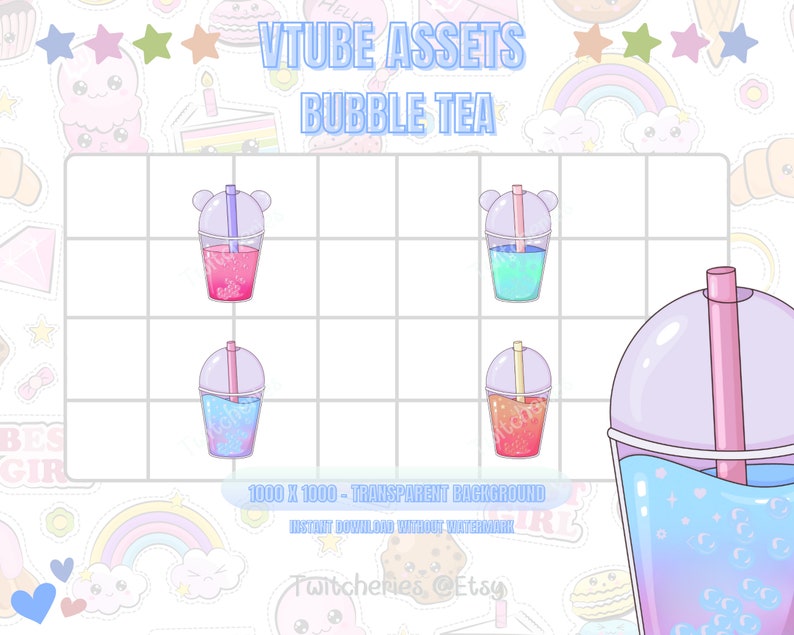 Sip in Style: Bubble Tea Vtuber Assets Prompts and - Etsy