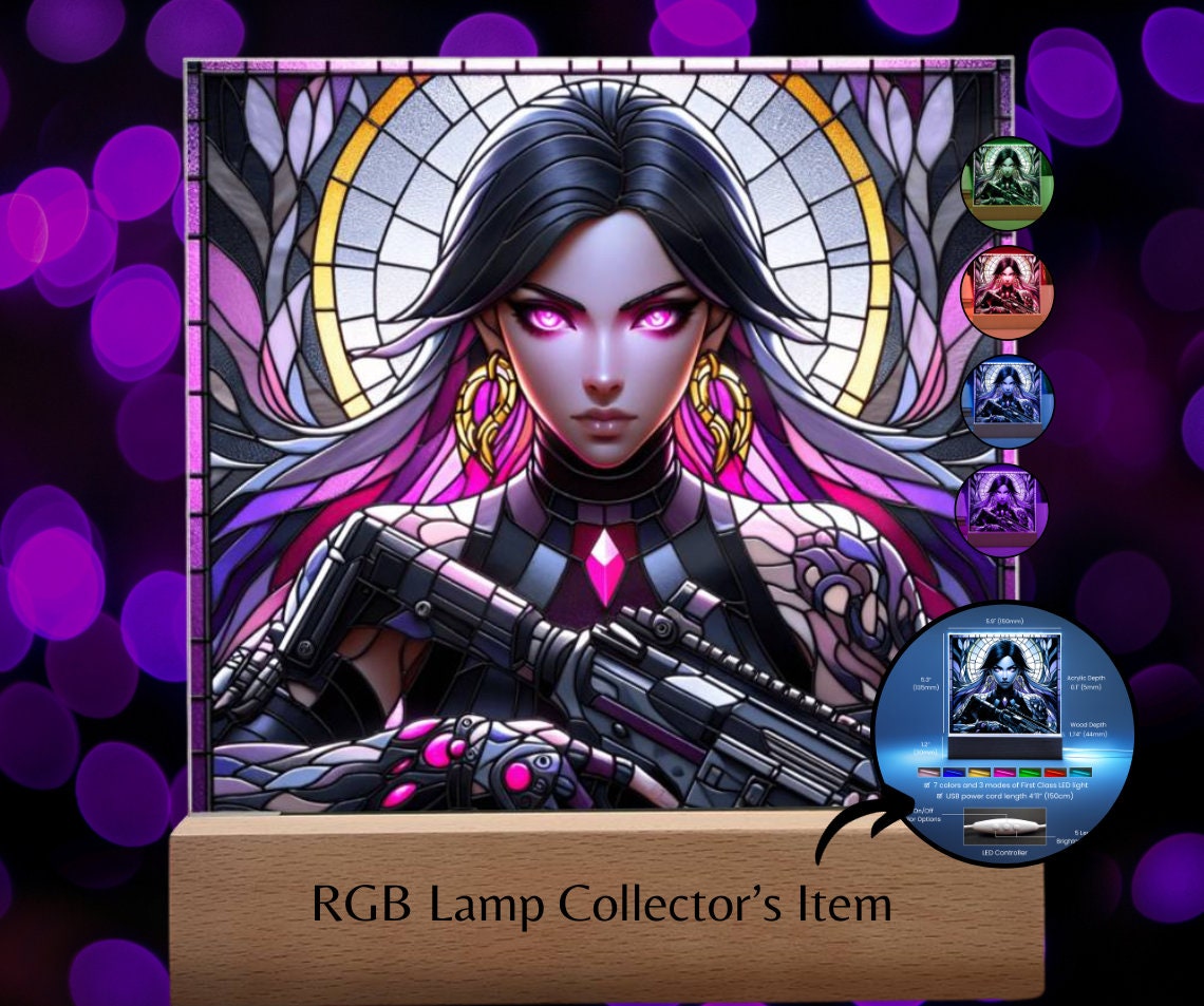 Valorant Inspired Reyna Stained Glass-style RGB LED Lamp Illuminate ...