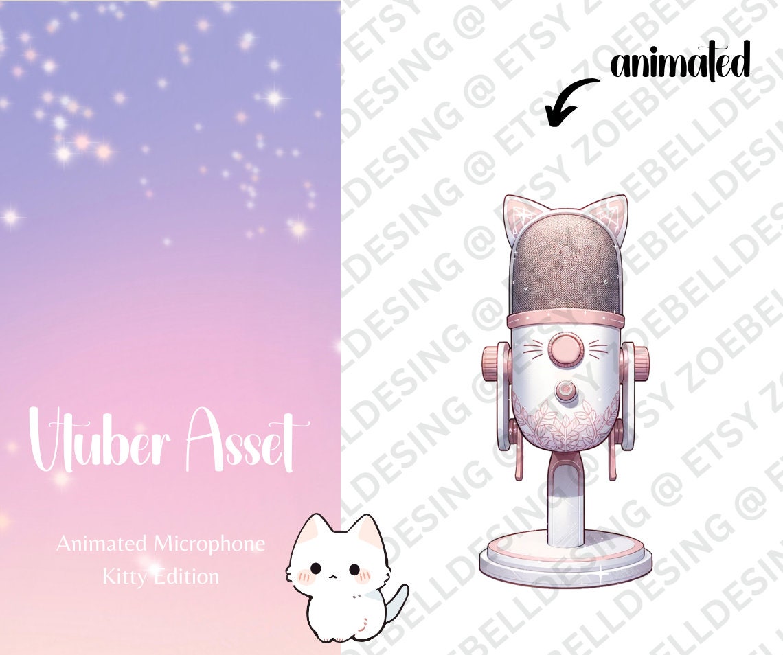 Vtuber Assets - Animated Microphone - Kawaii Kitty Edition - Cute ...