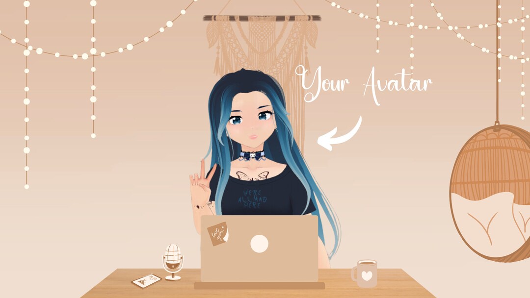 V-tuber Background With Desk and Accessories | Full Cozy Gaming Room ...