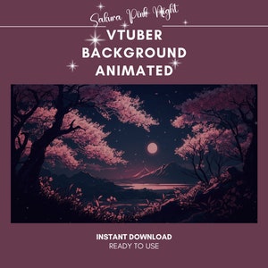 Vtuber Animated Background | Sakura Pink Night With Full Moon | Vtuber ...