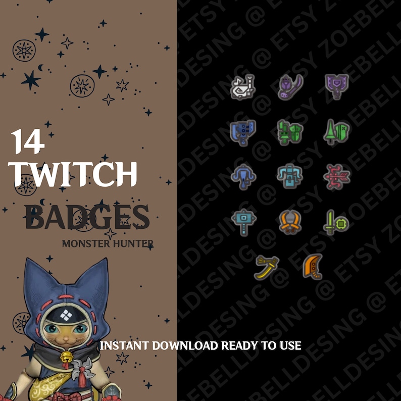14 X Twitch Sub Badges Monster Hunter Class Icons Badges - Etsy