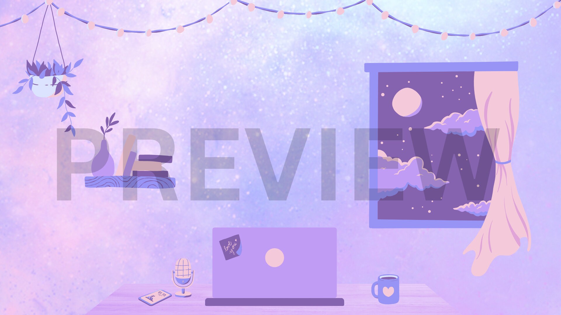 V-tuber Background With Desk and Accessories | Full Lofi Gaming Room ...