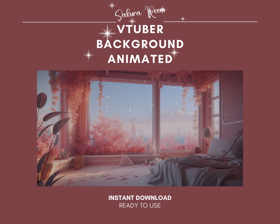 Vtuber Animated Background Sakura Room with Glow-Worms Vtuber Overlay ...