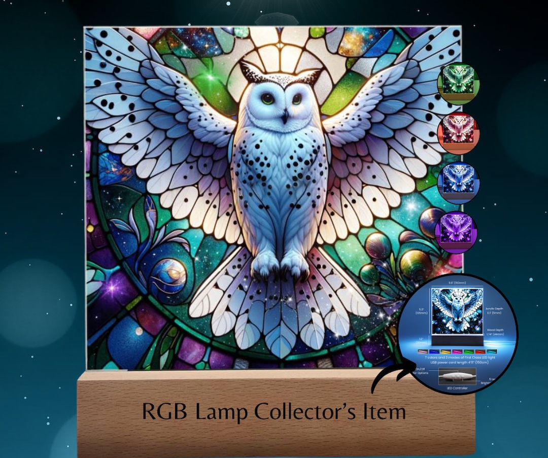 Enchanted Night: Owl Hedwig and the Magic of Hogwarts Stained Glass RGB ...