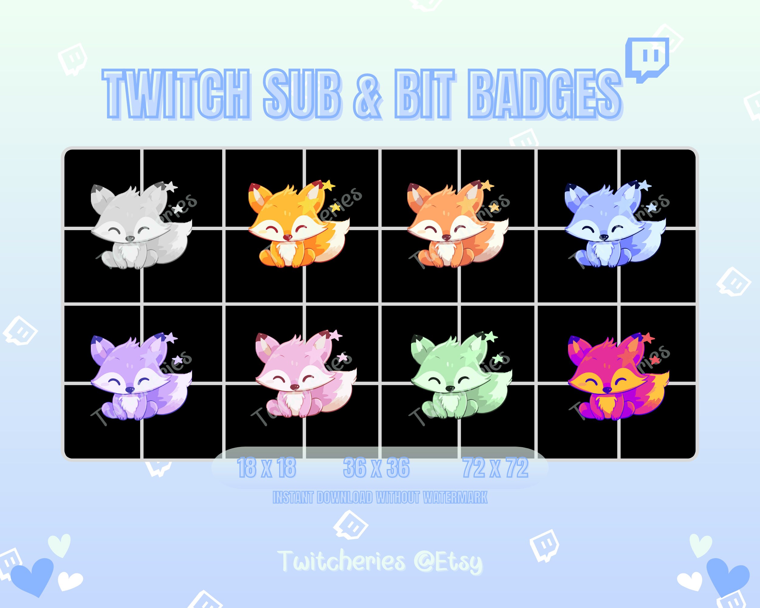 Cute Fox Sub Badges for Twitch Twitch Sub & Bit Badges Fox Sub Badges ...