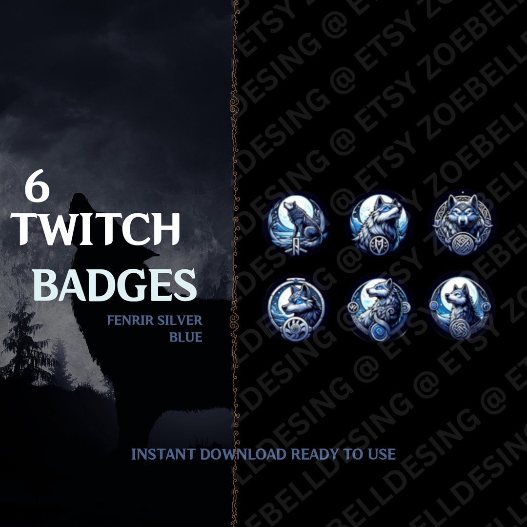 Twitch Sub & Bit Badges Nine Twitch Stream Badges Fenrir Silver Blue ...