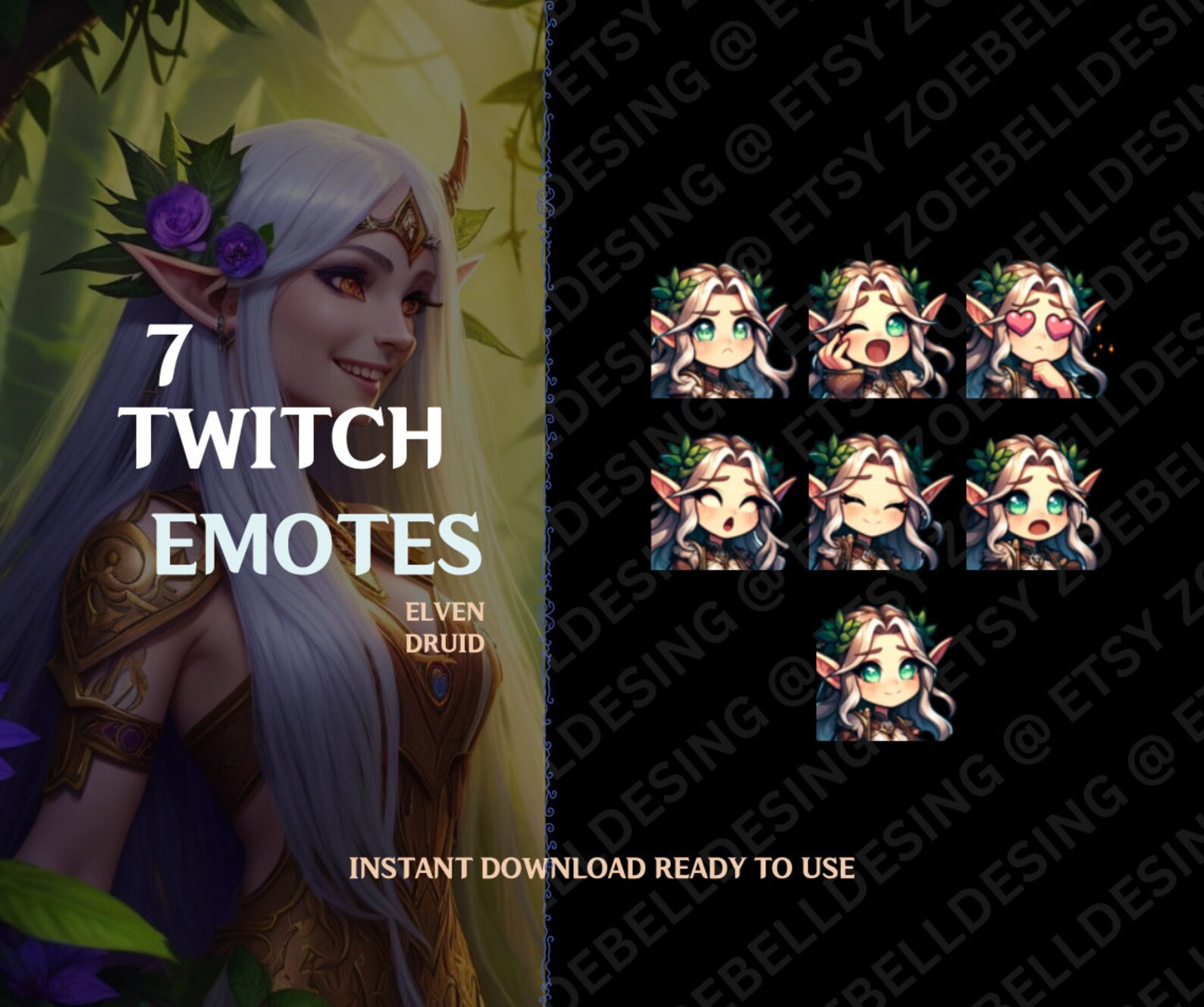 Nightelf Druid Elven Priest Emote Pack – 5 Gaming Inspired Twitch and ...