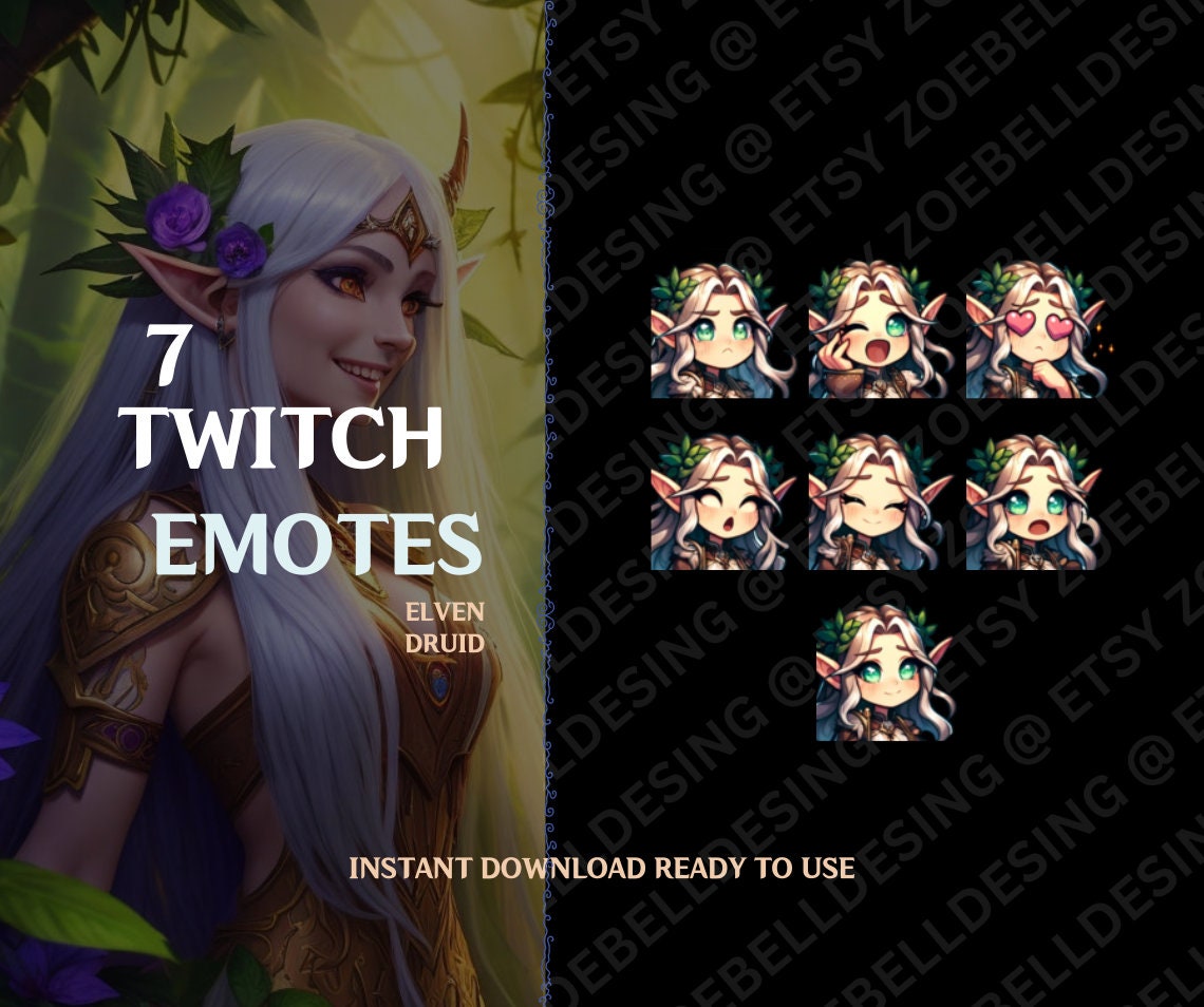 Nightelf Druid Elven Priest Emote Pack – 5 Gaming Inspired Twitch and ...