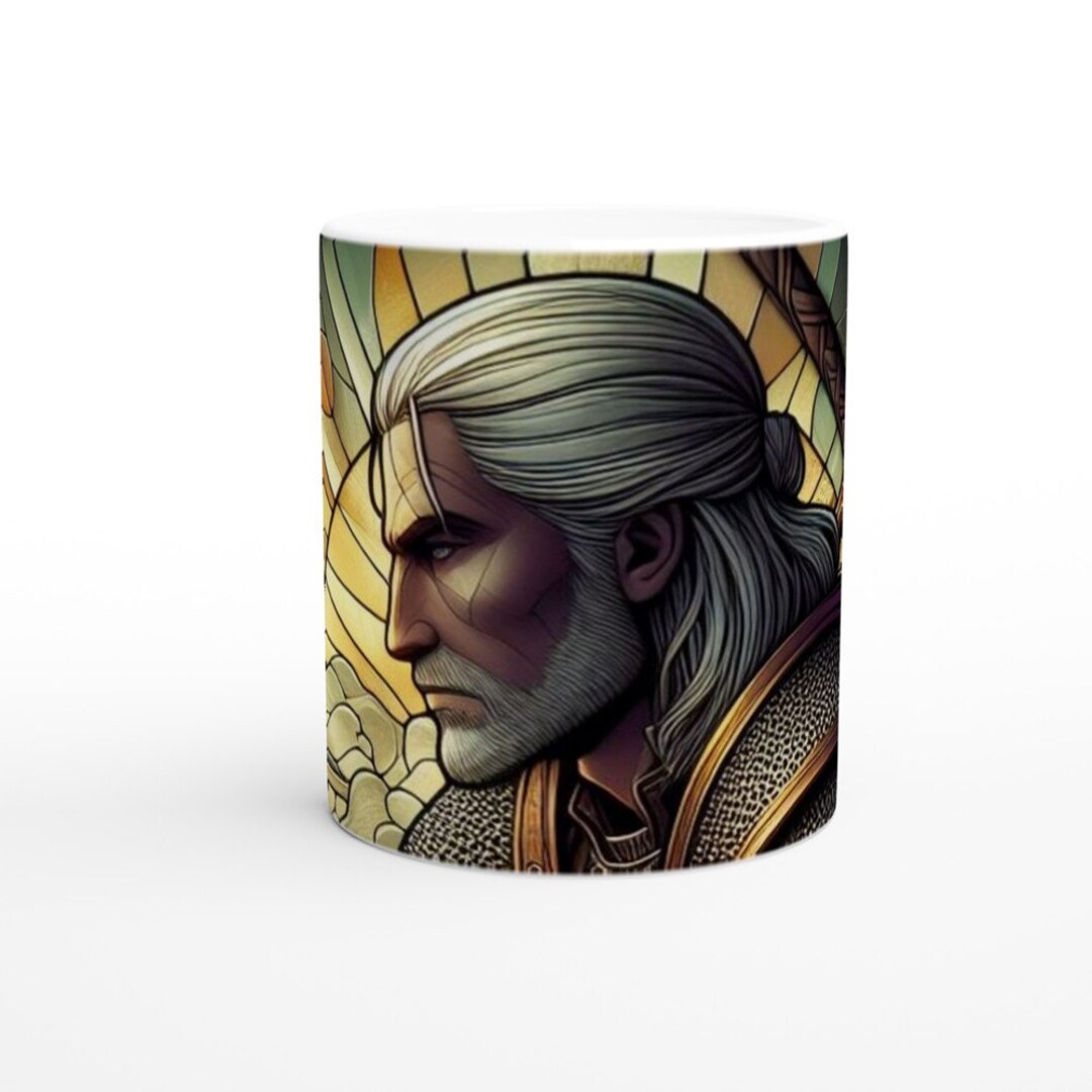 Geralt of Rivia Stained Glass Art Mug Witcher 3 Epic 11oz Ceramic ...