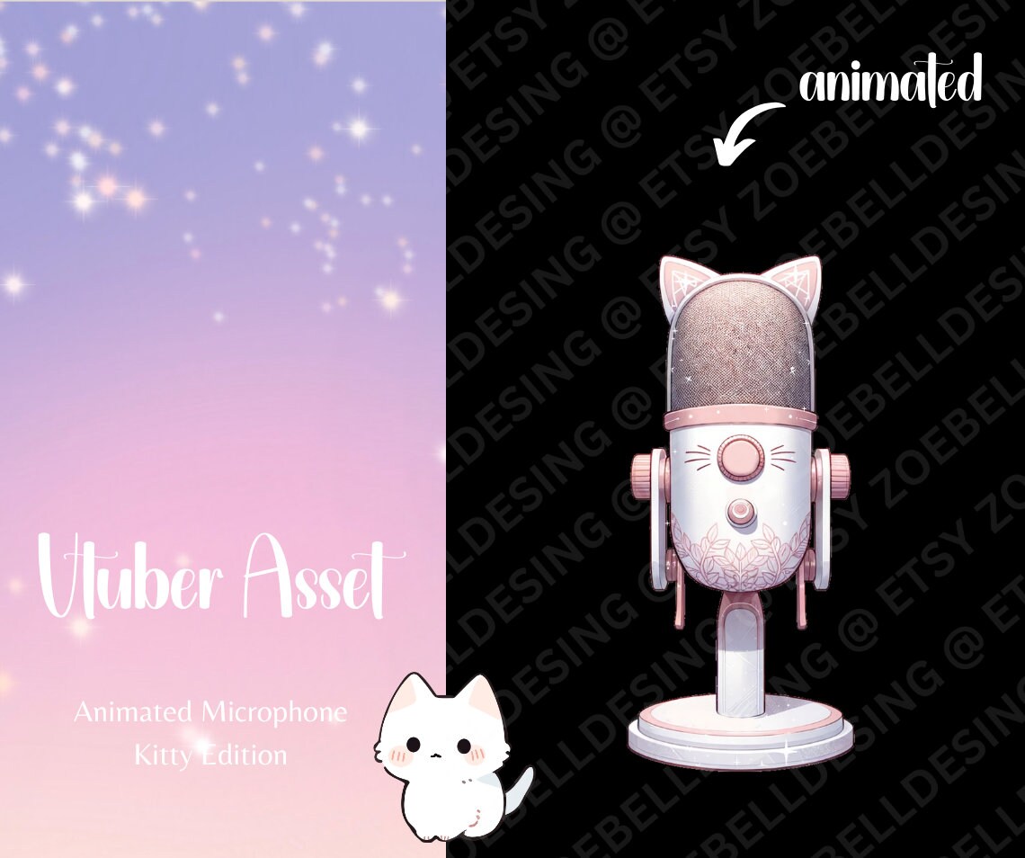 Vtuber Assets - Animated Microphone - Kawaii Kitty Edition - Cute ...