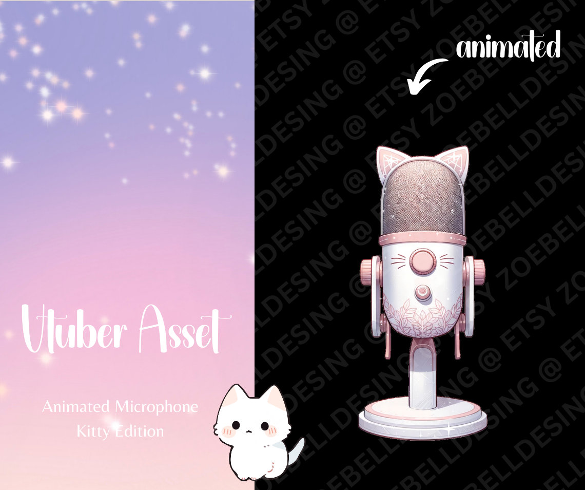 Vtuber Assets - Animated Microphone - Kawaii Kitty Edition - Cute ...