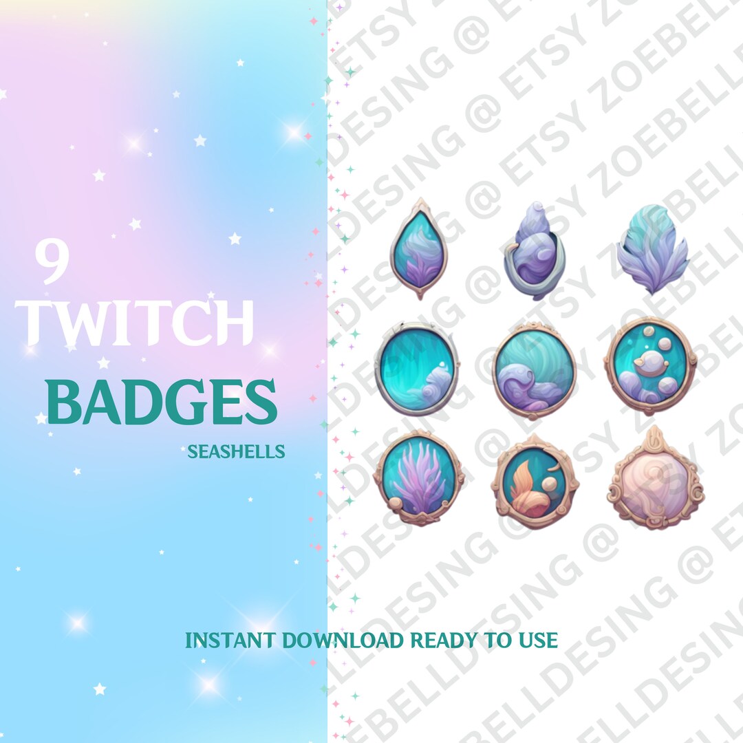 Cute Ocean Inspired Sub Badges for Twitch | Bit Badges | Seashell Sub ...
