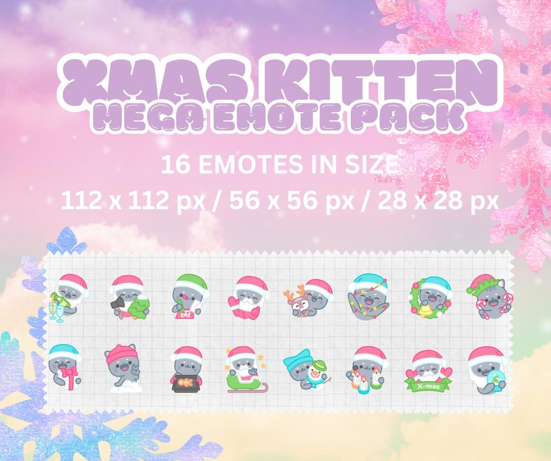 Xmas Kitty Emotes Mega Pack – 16 Purr-fect Festive Emotes - Twitch ...