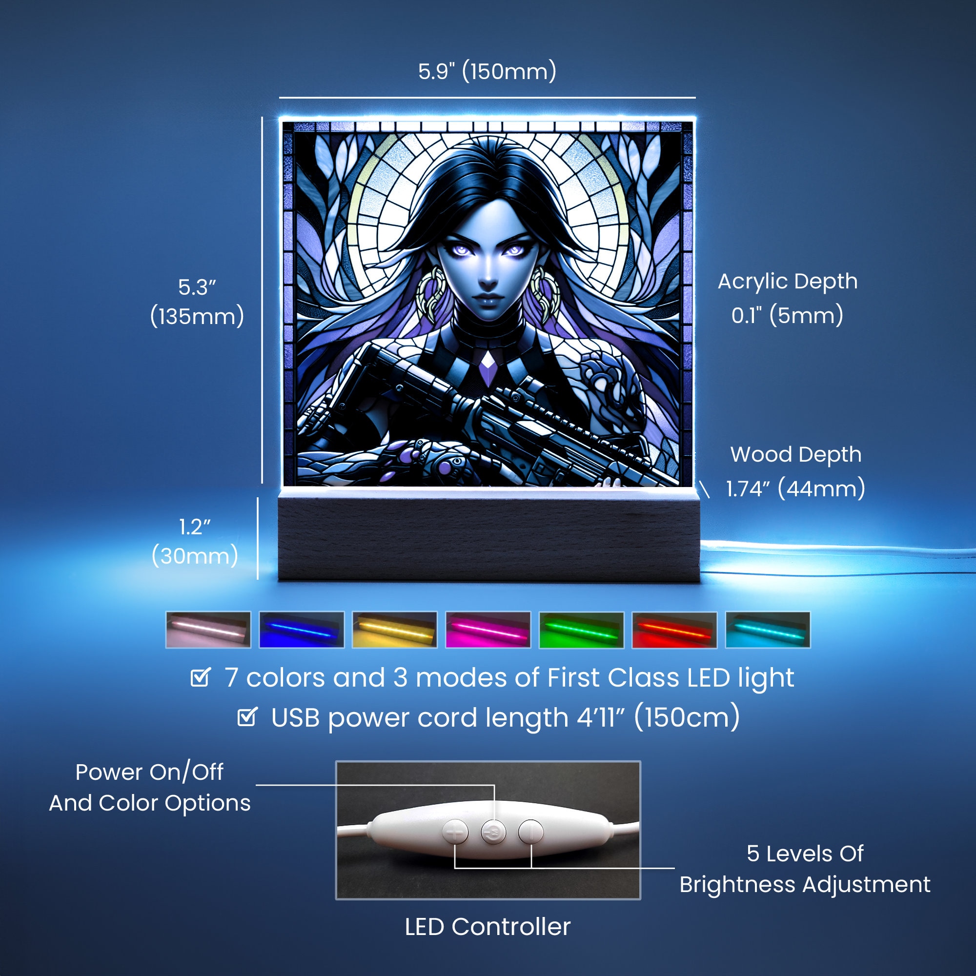 Valorant Inspired Reyna Stained Glass-style RGB LED Lamp Illuminate ...