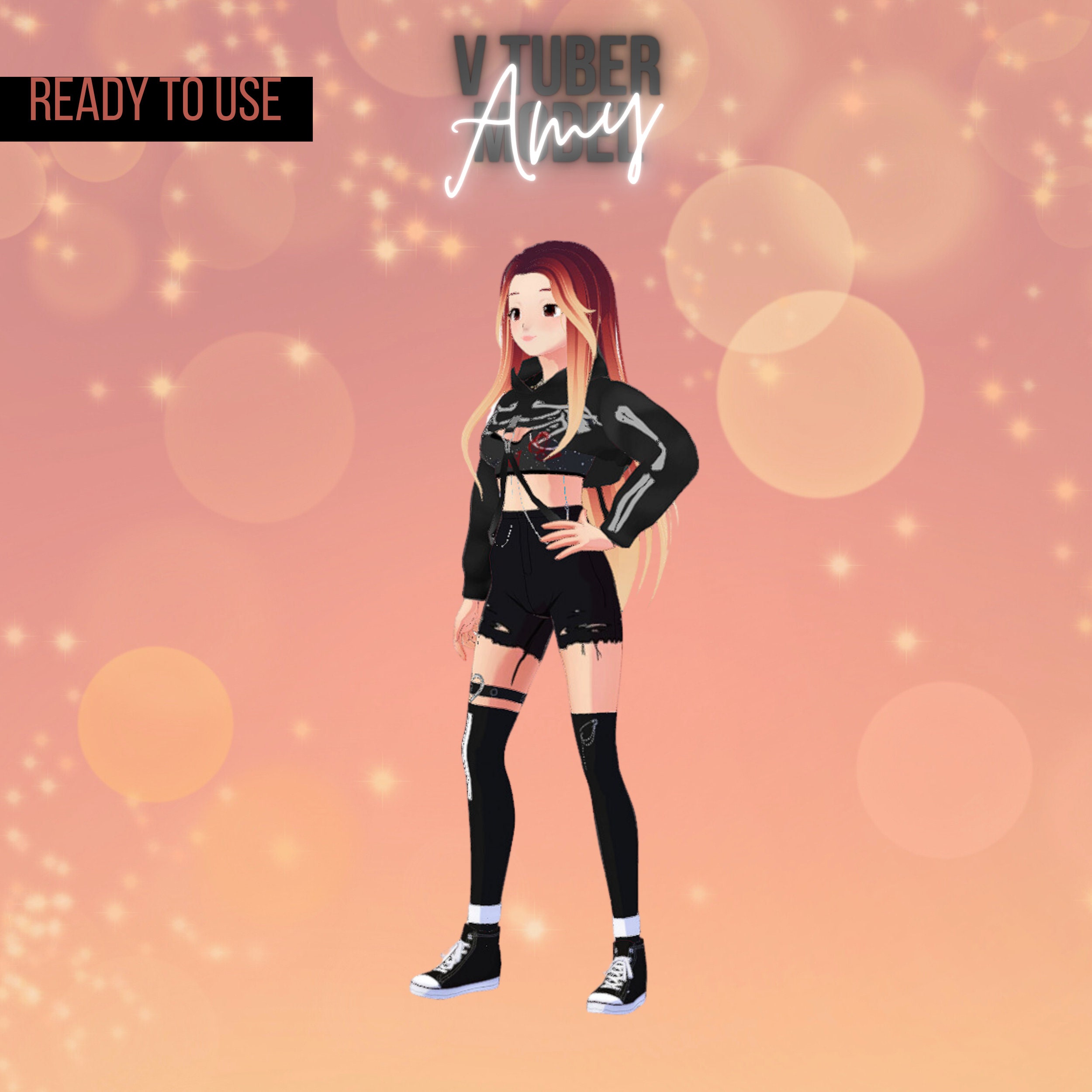 Amy Vtuber Model Vtube Avatar Vtube Character 3D Vtube Model Grunge ...