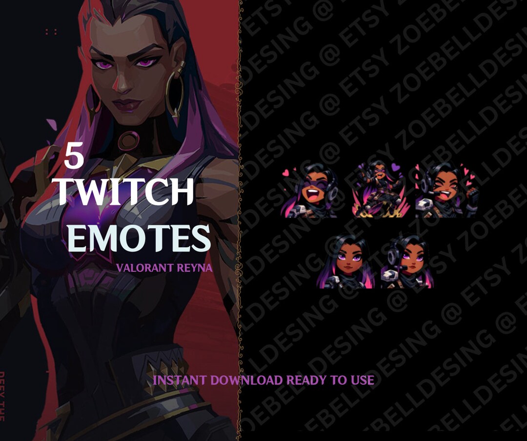 Reyna Emote Pack – 5 Valorant Inspired Twitch and Discord Emotes, High ...