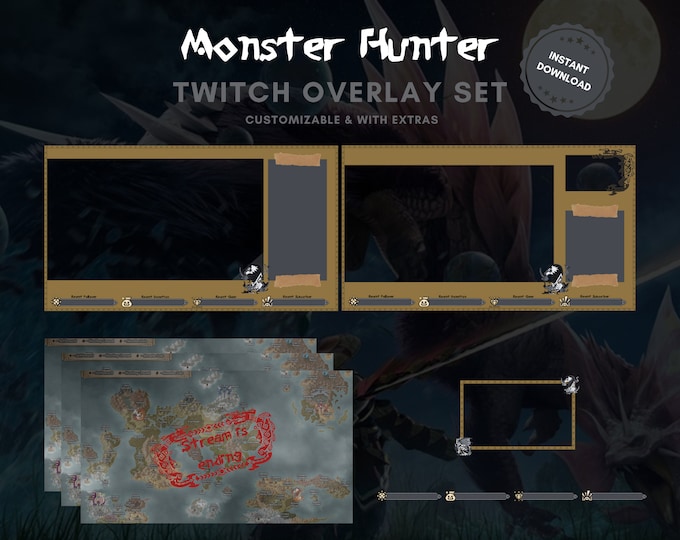 Monster Hunter Twitch Overlay / Stream Pack Rise Sunbreak Monster ...