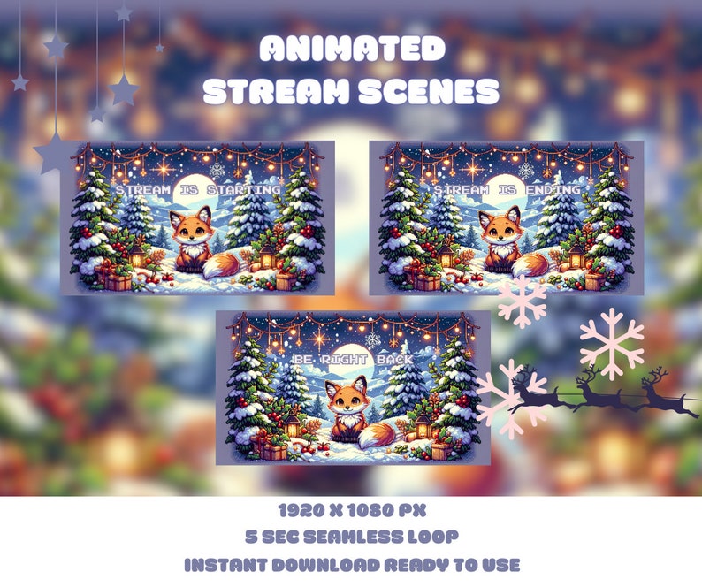 Twitch Overlay Animated Scenes Pixel Art Seamless Loop Baby Fox ...