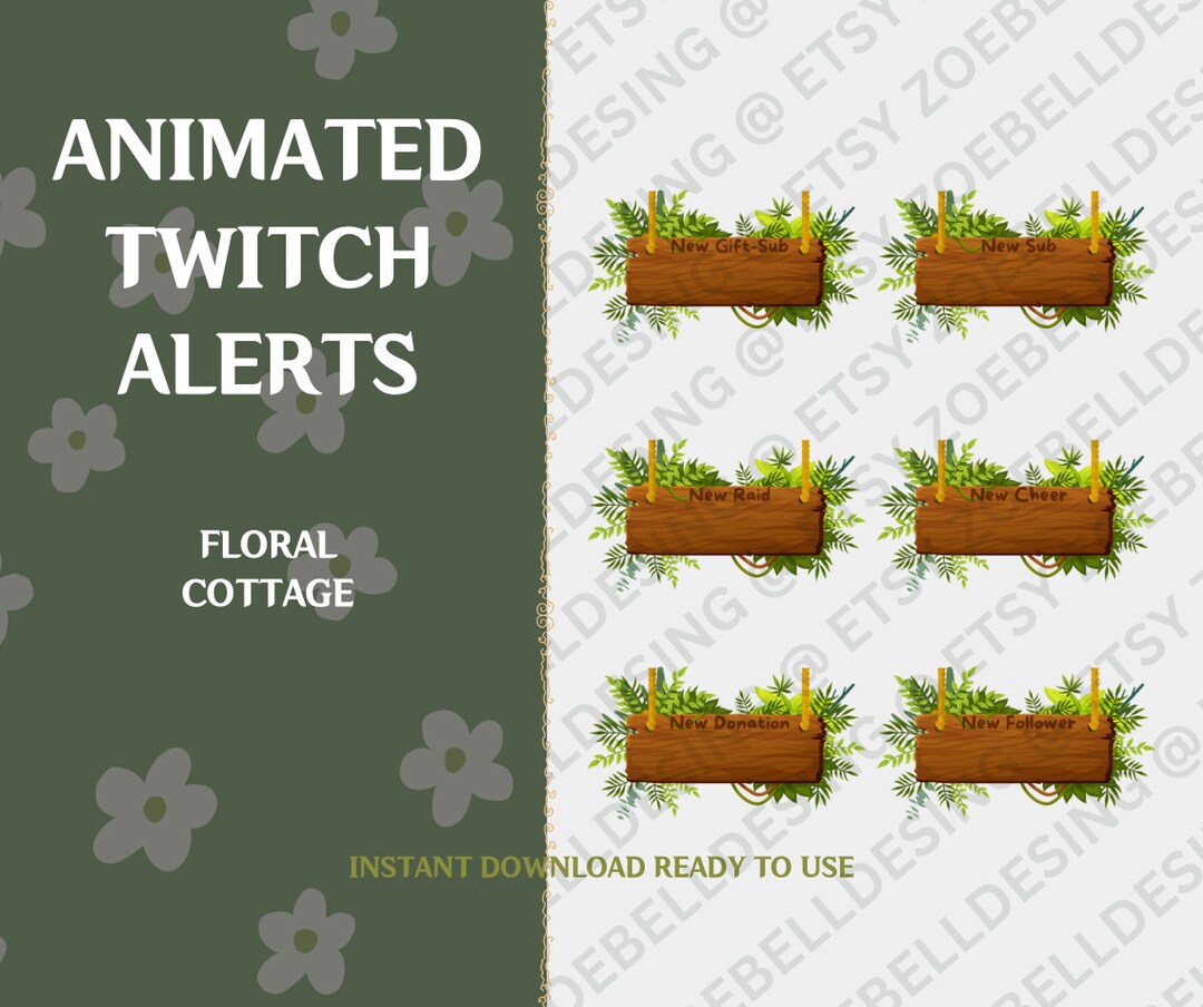 6 Animated Twitch Alerts - Cozy Cottagecore Alerts - Plant Alerts ...