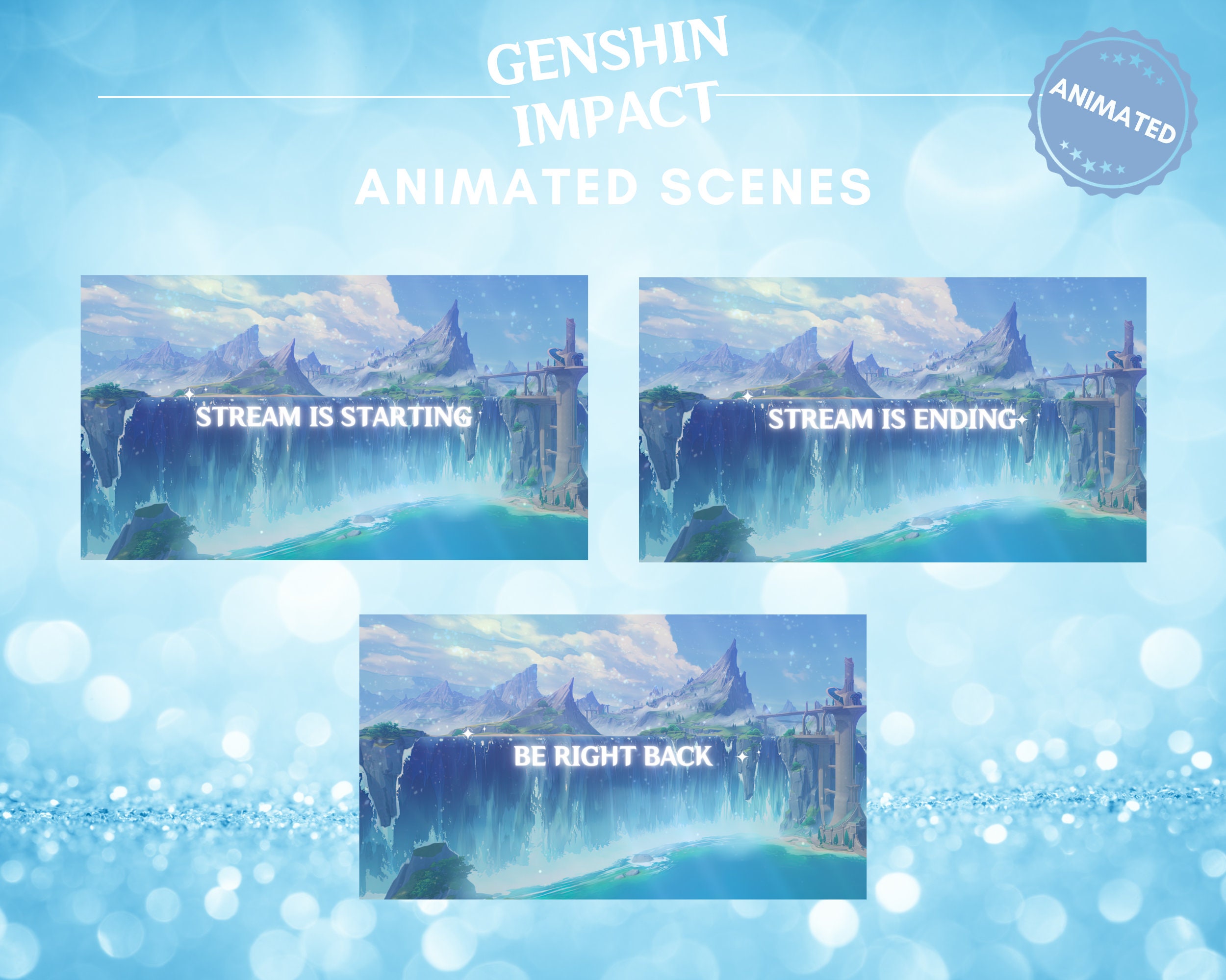 Twitch Animated Scenes: Starting, BRB, Ending in Magical Genshin Impact ...