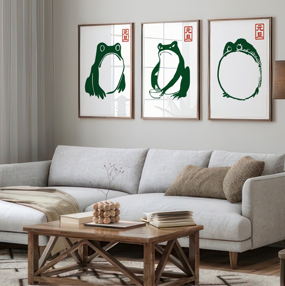 Vintage Frog Woodblock Print Set, Ukiyo-e Japanese Art (digital ...