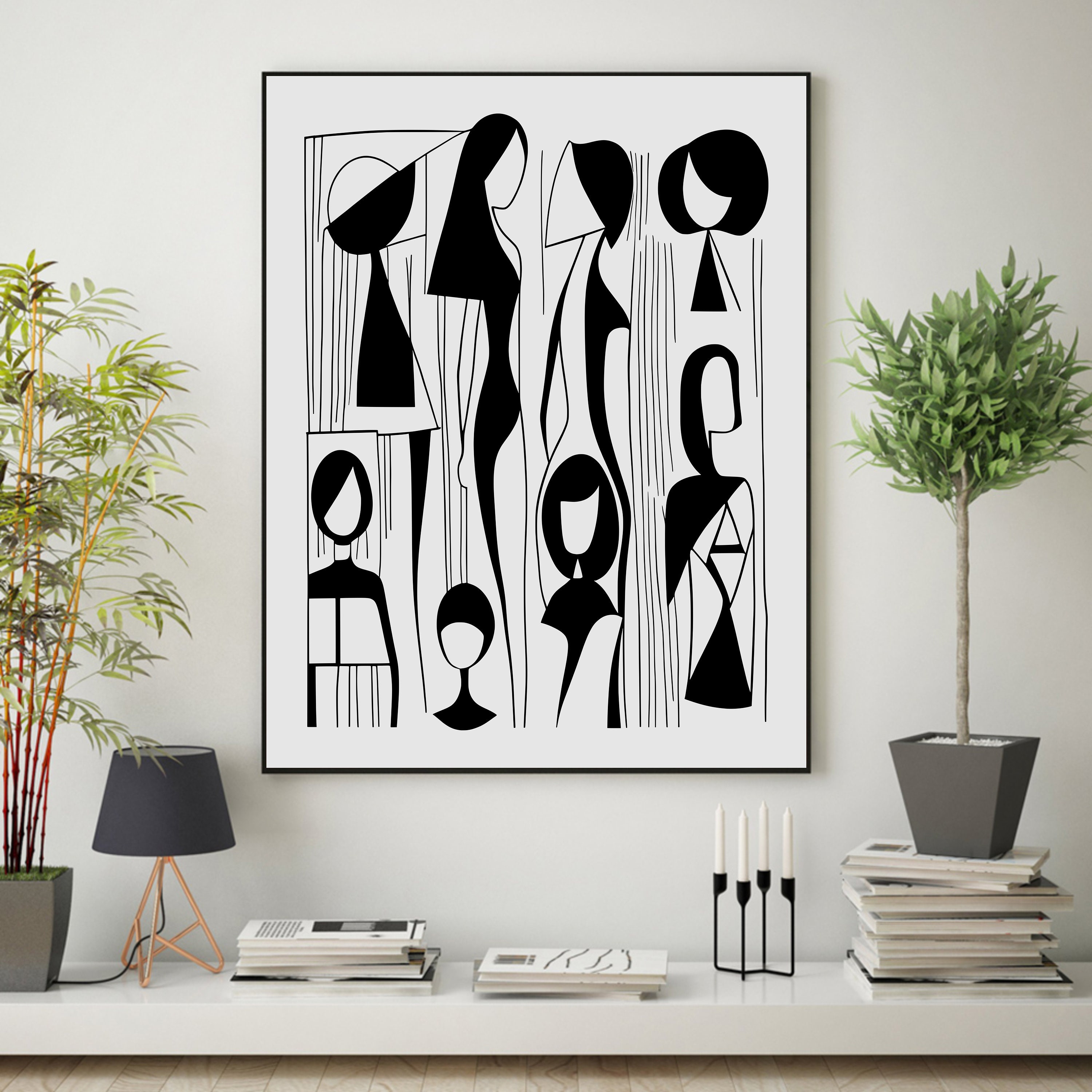 Woman Line Art Print Set of 2, Woman Line Drawing Wall Art, Living Room ...