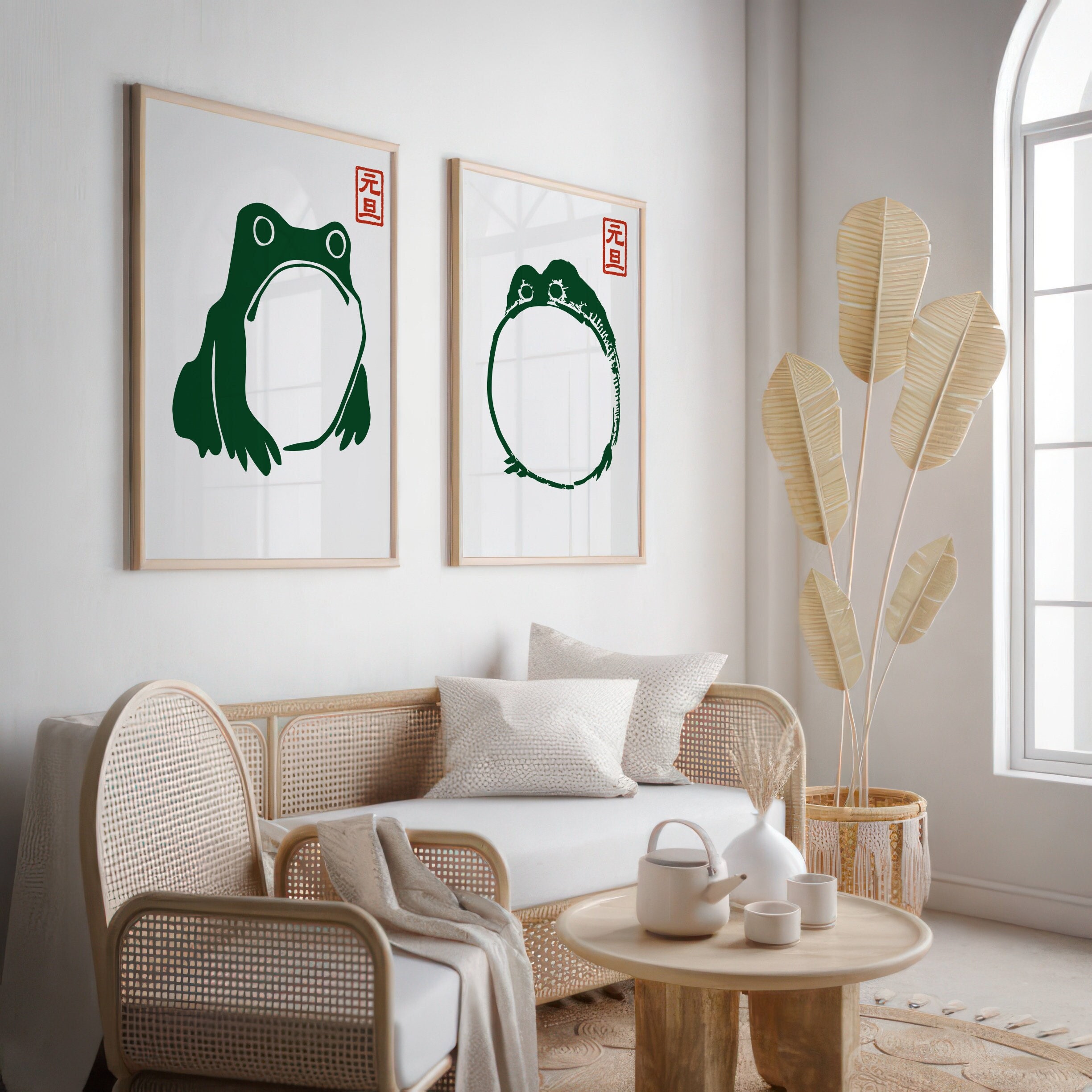 Vintage Frog Woodblock Print Set, Ukiyo-e Japanese Art (digital ...
