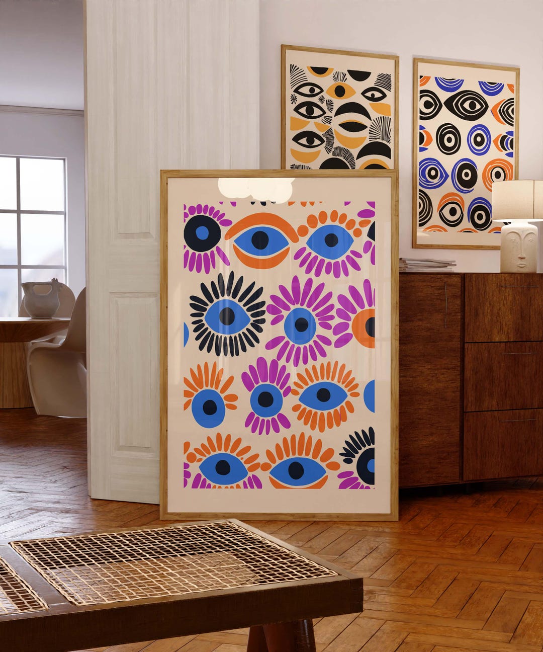 Retro Eye Art Print, Groovy Abstract Wall Art, Colorful Illustration ...