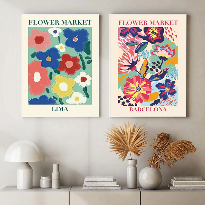 Gallery Wall Set of 16 Exhibition Poster Set Flower Market - Etsy