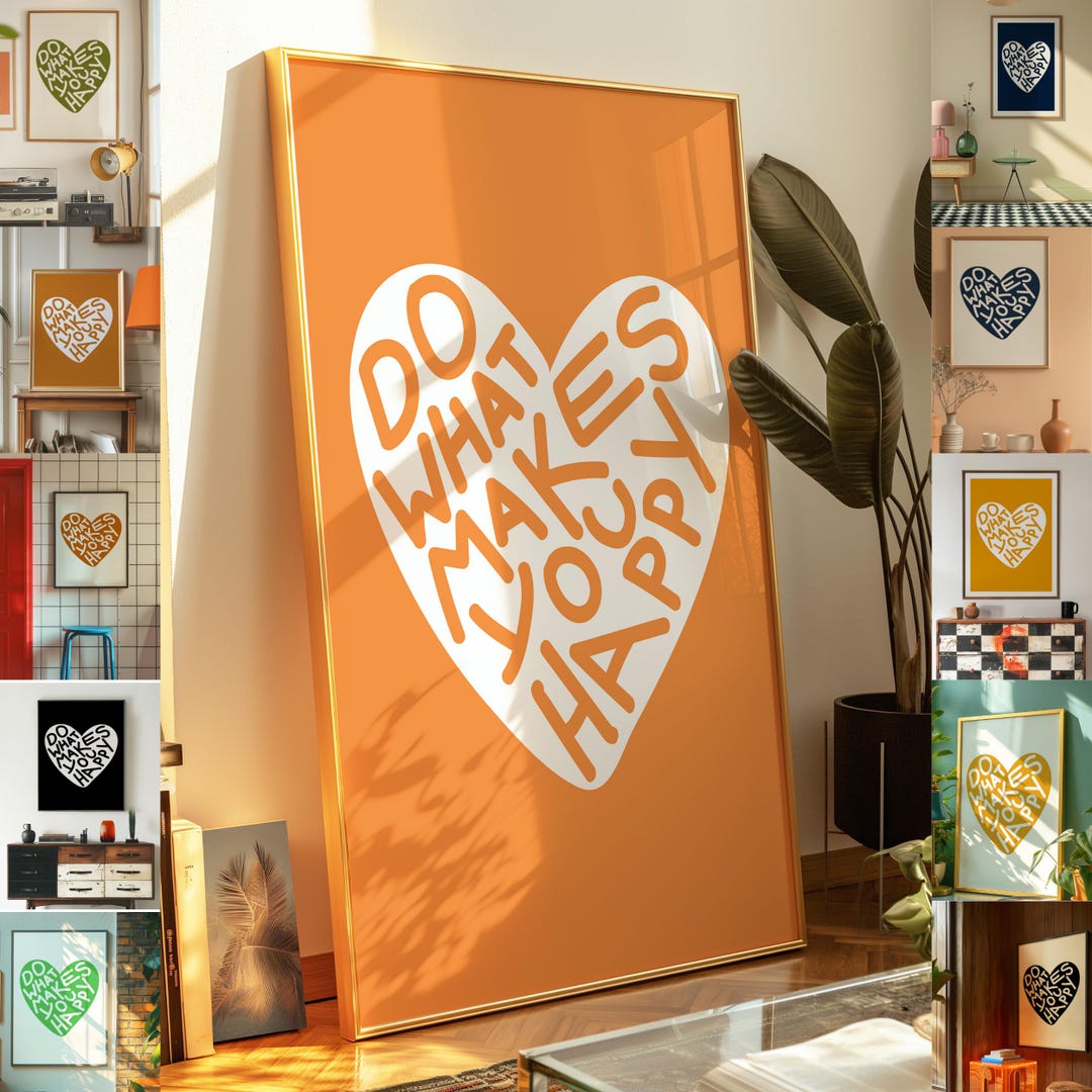 Motivational Heart Typography Print – Colorful Modern Wall Art (digital ...